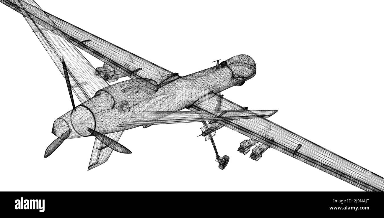 Unmanned Aerial Vehicle (UAV) , body structure, wire model Stock Photo ...