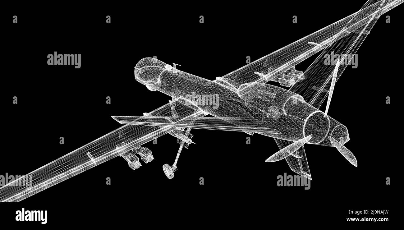 Unmanned Aerial Vehicle (UAV) , body structure, wire model Stock Photo ...