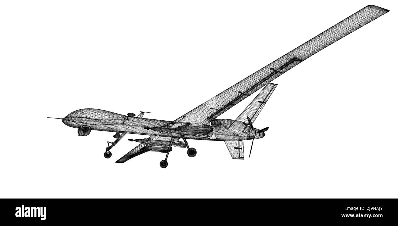 Unmanned Aerial Vehicle (UAV) , body structure, wire model Stock Photo ...