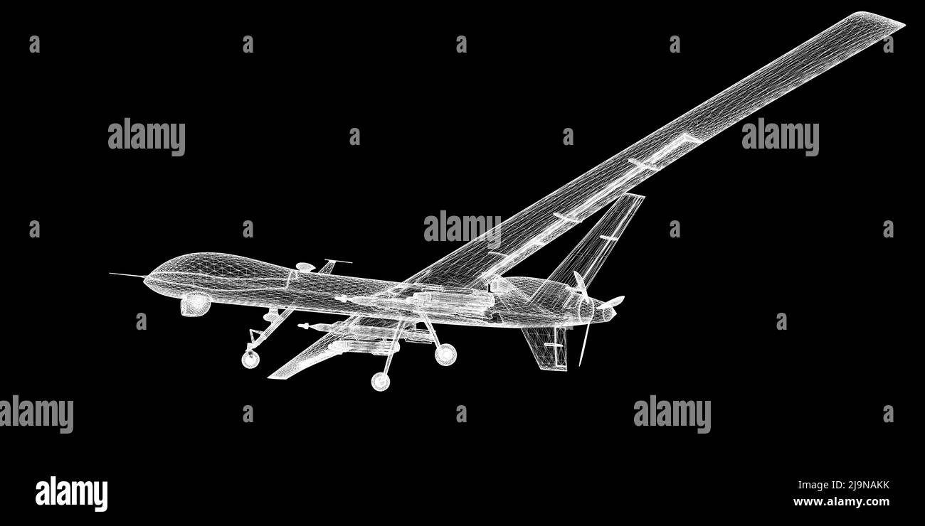 Unmanned Aerial Vehicle (UAV) , body structure, wire model Stock Photo ...