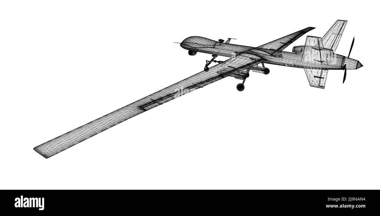 Unmanned Aerial Vehicle (UAV) , body structure, wire model Stock Photo ...