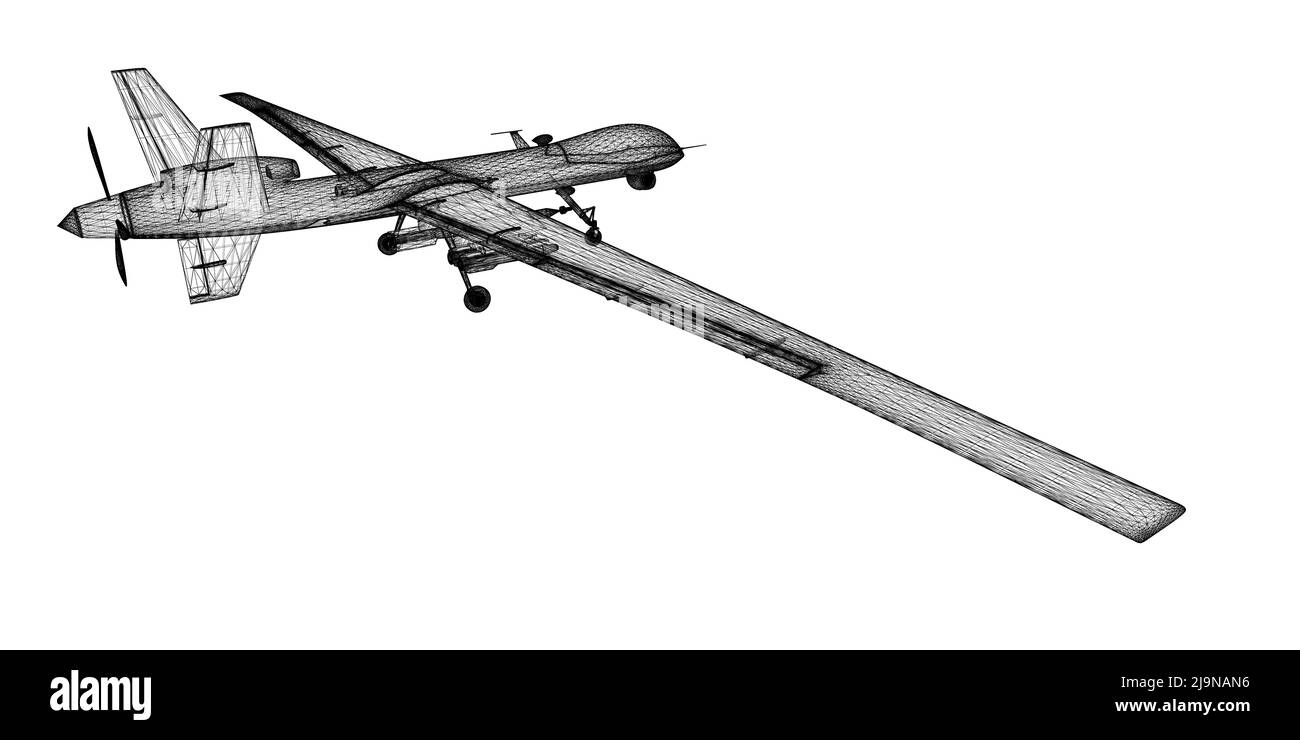Unmanned Aerial Vehicle (UAV) , body structure, wire model Stock Photo ...