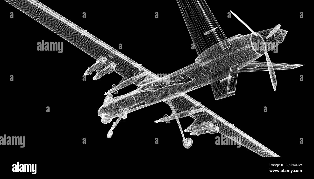 Unmanned Aerial Vehicle (UAV) , body structure, wire model Stock Photo ...