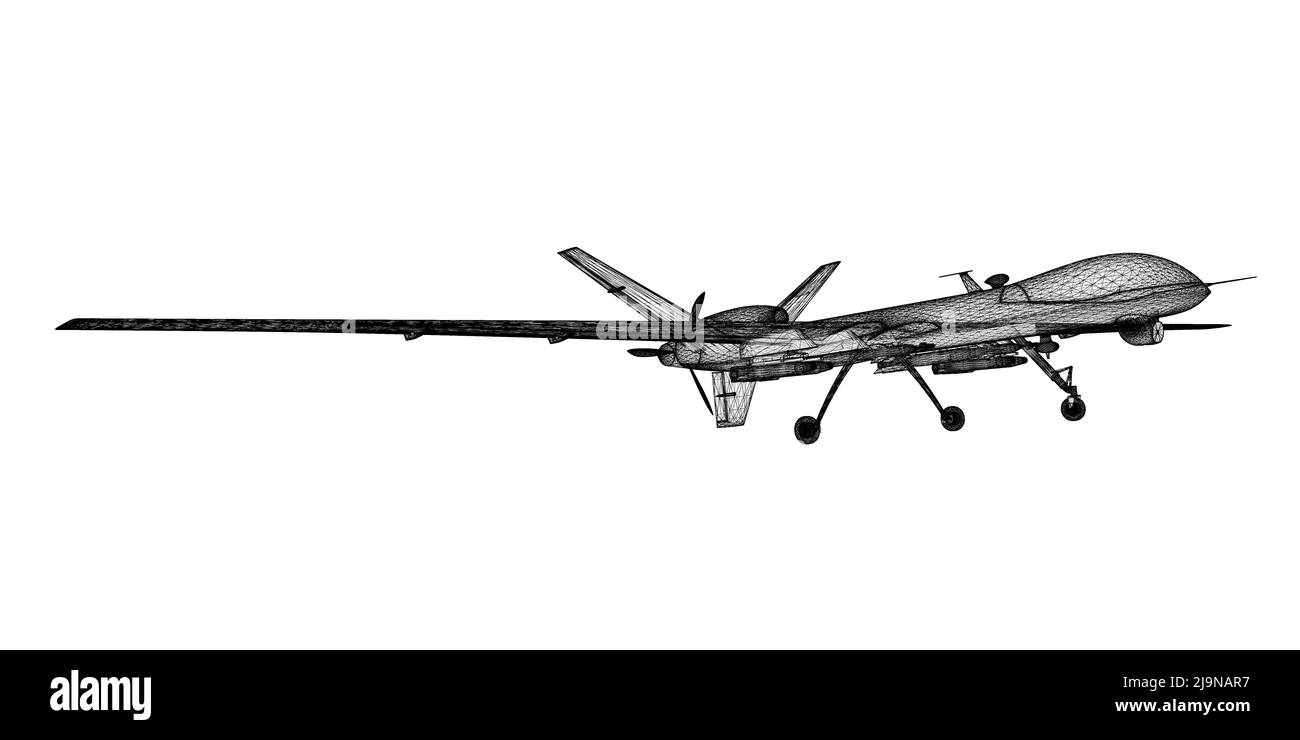 Unmanned Aerial Vehicle (UAV) , body structure, wire model Stock Photo ...