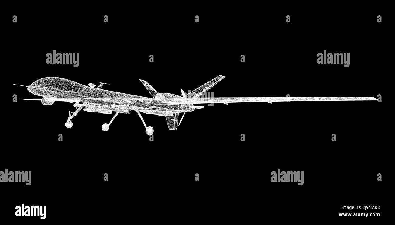 Unmanned Aerial Vehicle (UAV) , body structure, wire model Stock Photo ...