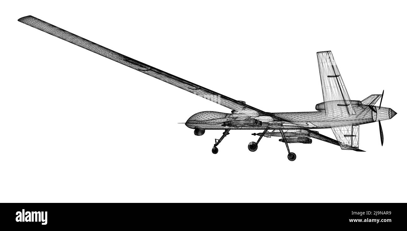 Unmanned Aerial Vehicle (UAV) , body structure, wire model Stock Photo ...