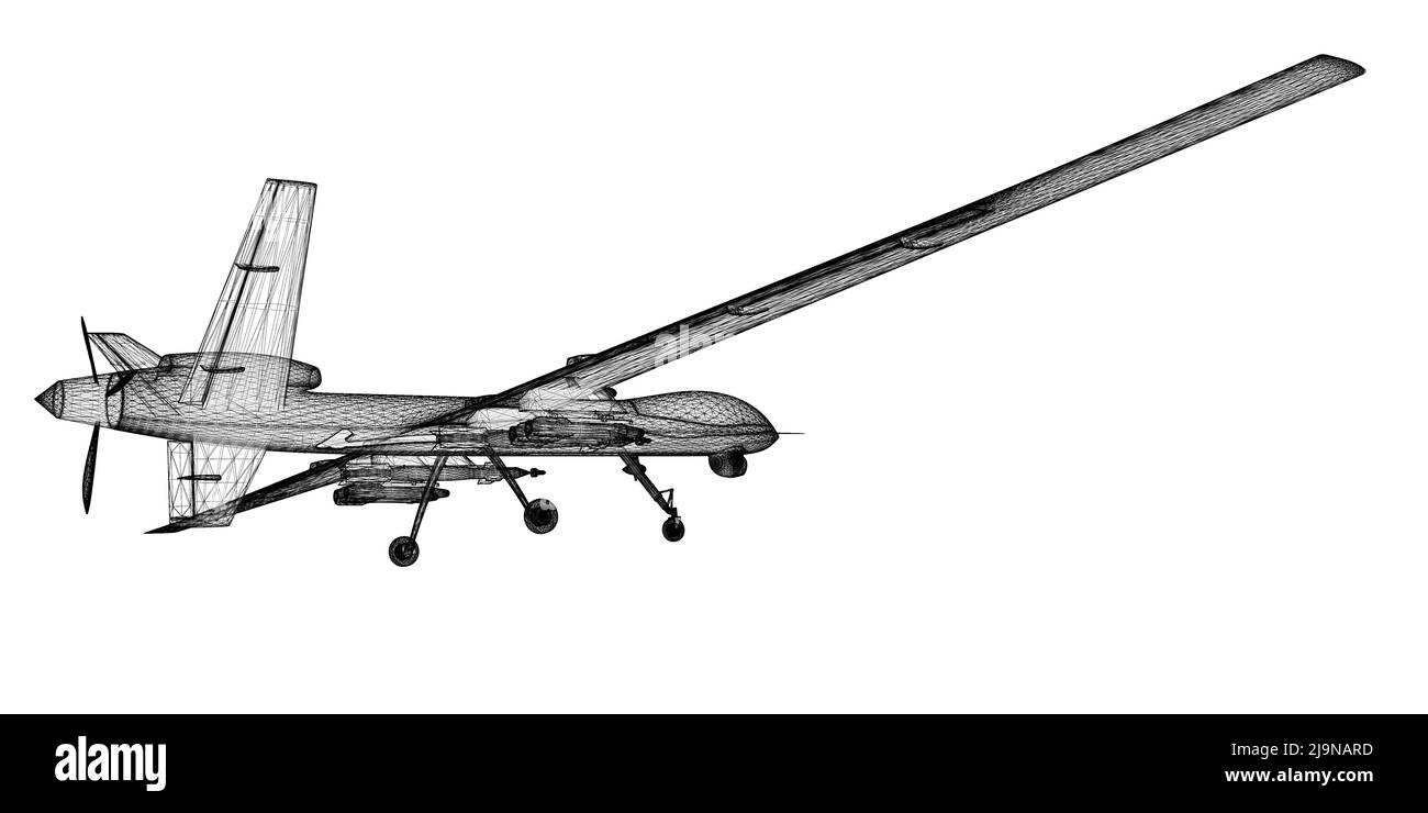 Unmanned Aerial Vehicle (UAV) , body structure, wire model Stock Photo ...