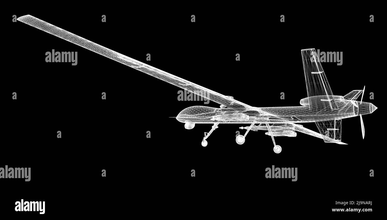 Unmanned Aerial Vehicle (UAV) , body structure, wire model Stock Photo ...