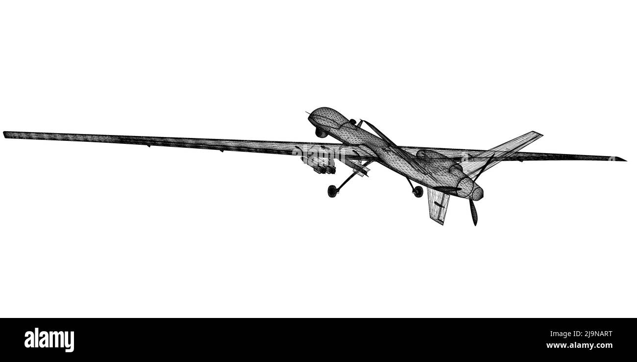 Unmanned Aerial Vehicle (UAV) , body structure, wire model Stock Photo ...