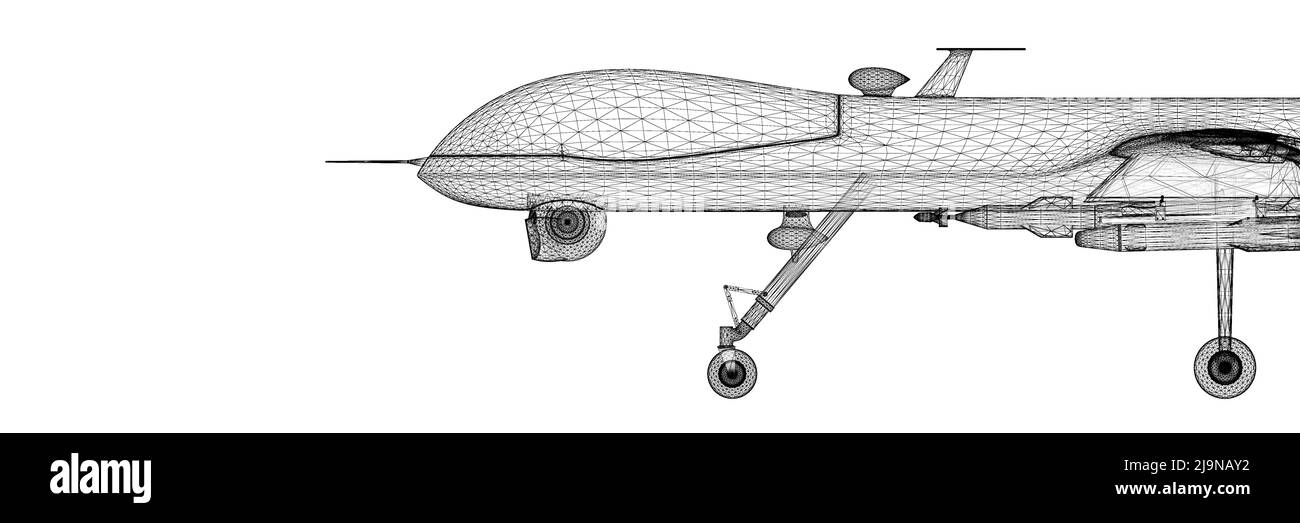 Unmanned Aerial Vehicle (UAV) , body structure, wire model Stock Photo ...