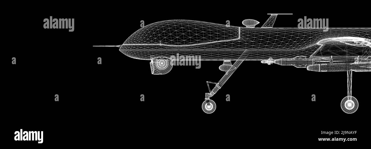 Unmanned Aerial Vehicle (UAV) , body structure, wire model Stock Photo ...