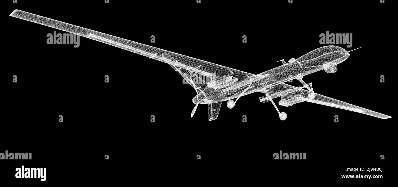 Unmanned Aerial Vehicle (UAV) , body structure, wire model Stock Photo ...