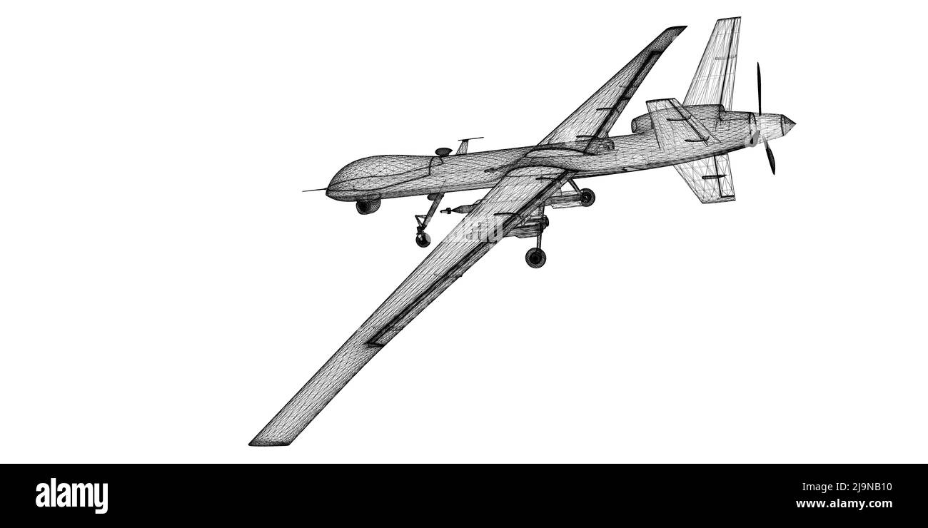 Unmanned Aerial Vehicle (UAV) , body structure, wire model Stock Photo ...