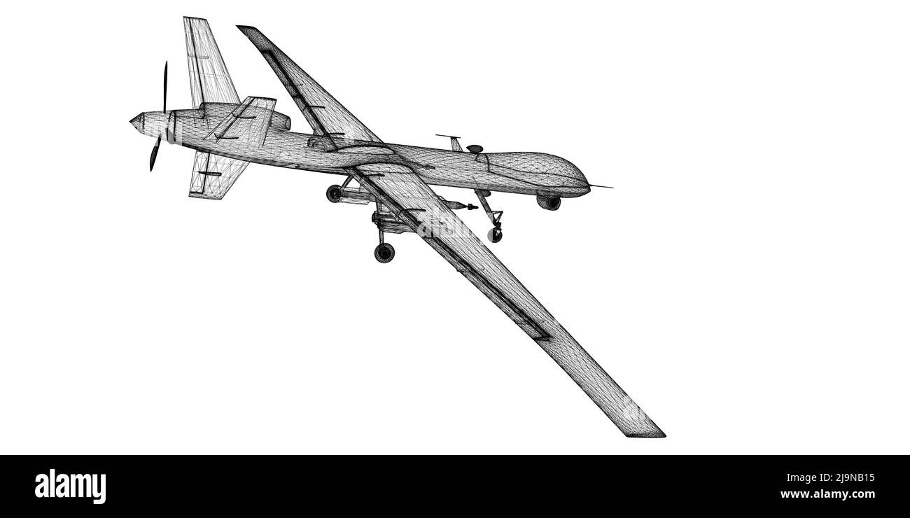 Unmanned Aerial Vehicle (UAV) , body structure, wire model Stock Photo ...