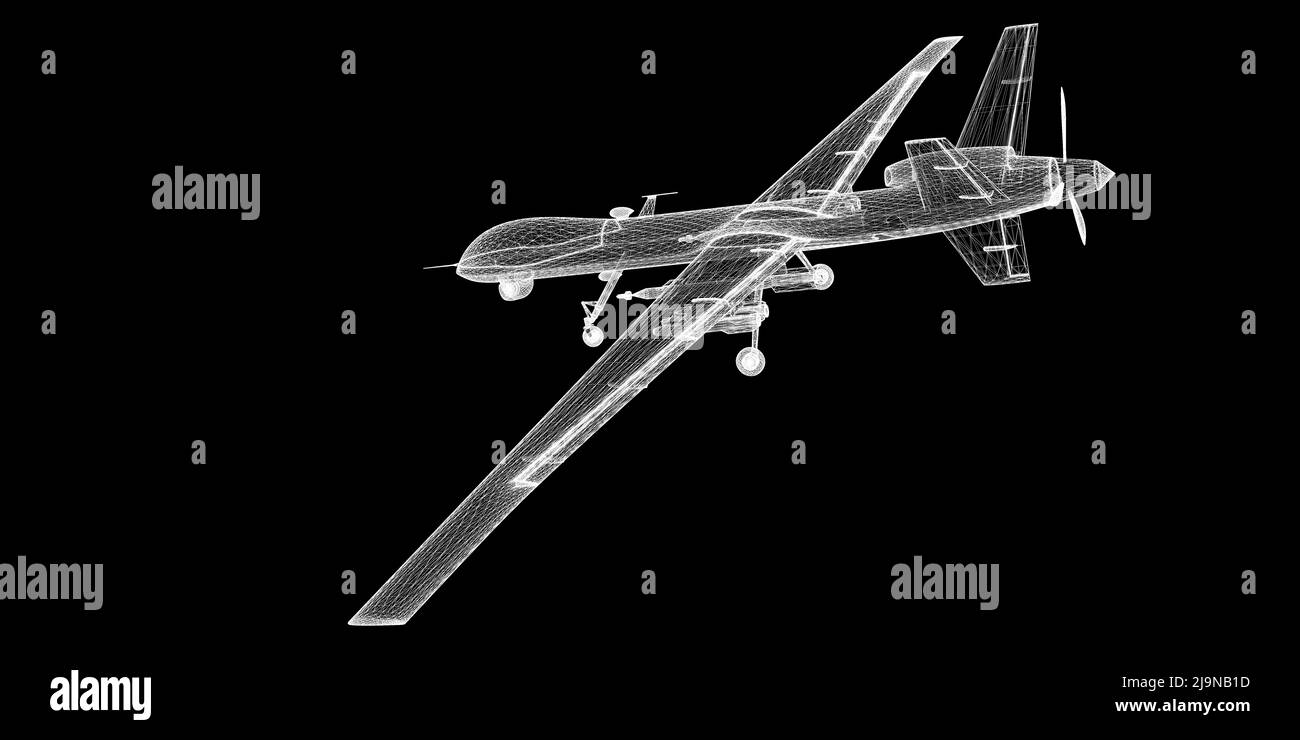 Unmanned Aerial Vehicle (UAV) , body structure, wire model Stock Photo ...