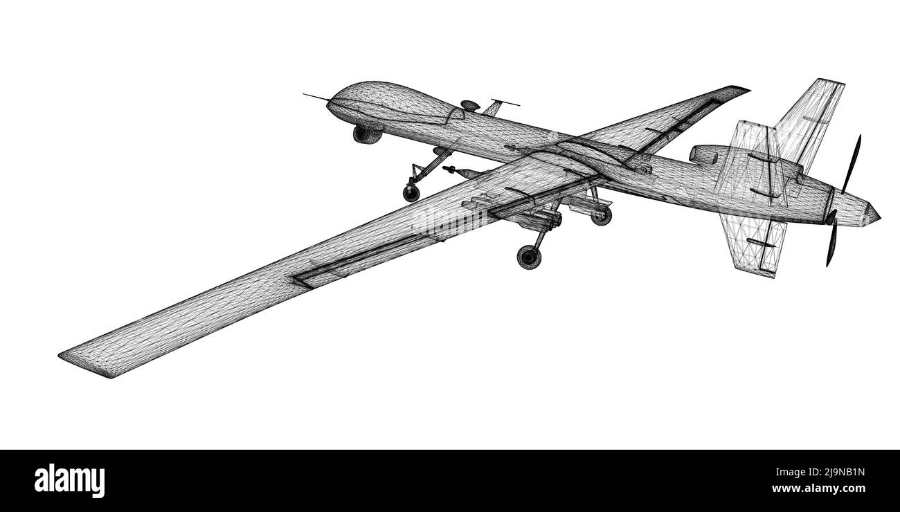 Unmanned Aerial Vehicle (UAV) , body structure, wire model Stock Photo ...