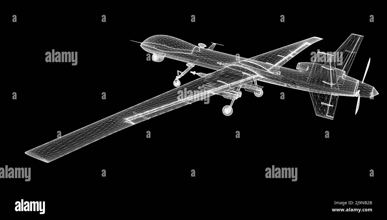 Unmanned Aerial Vehicle (UAV) , body structure, wire model Stock Photo ...