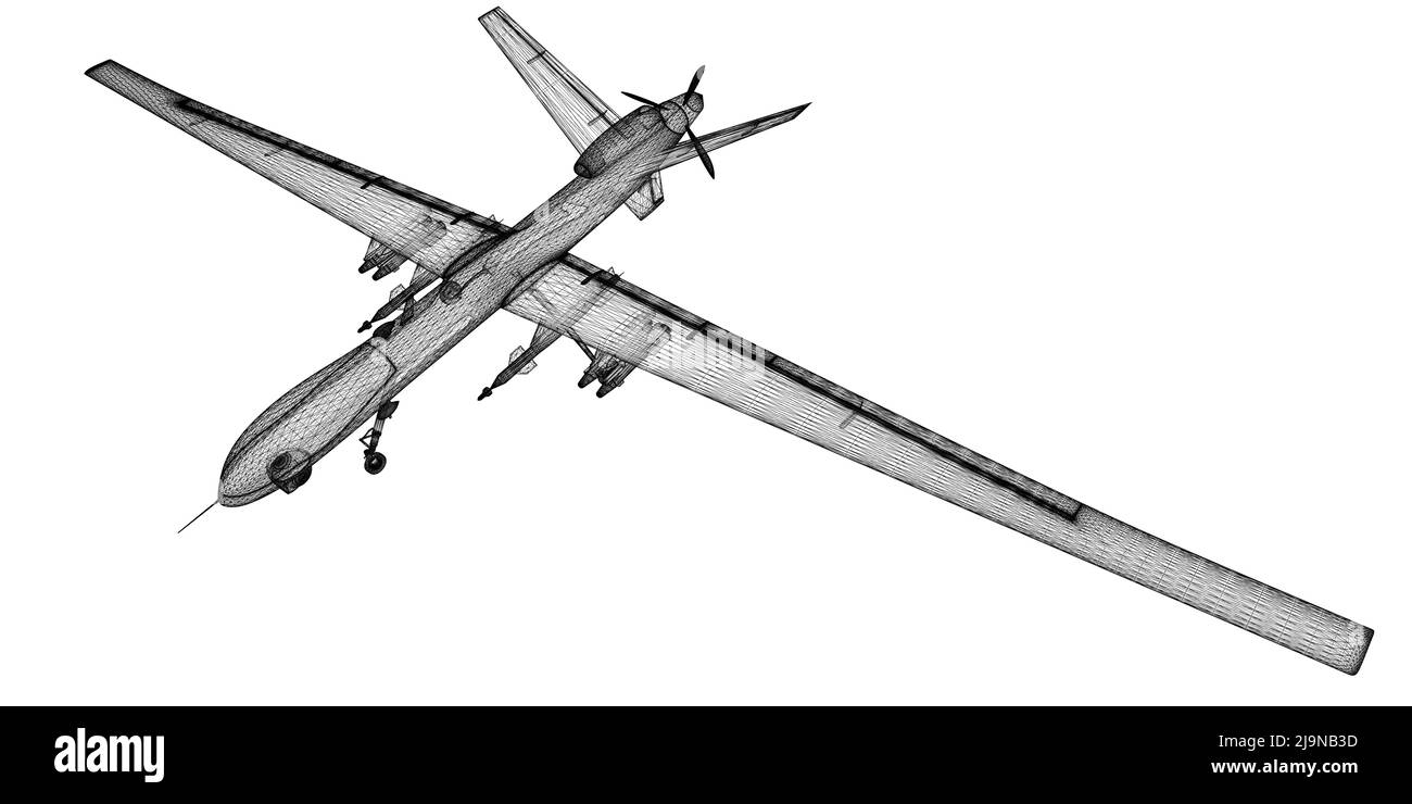 Unmanned Aerial Vehicle (UAV) , body structure, wire model Stock Photo ...