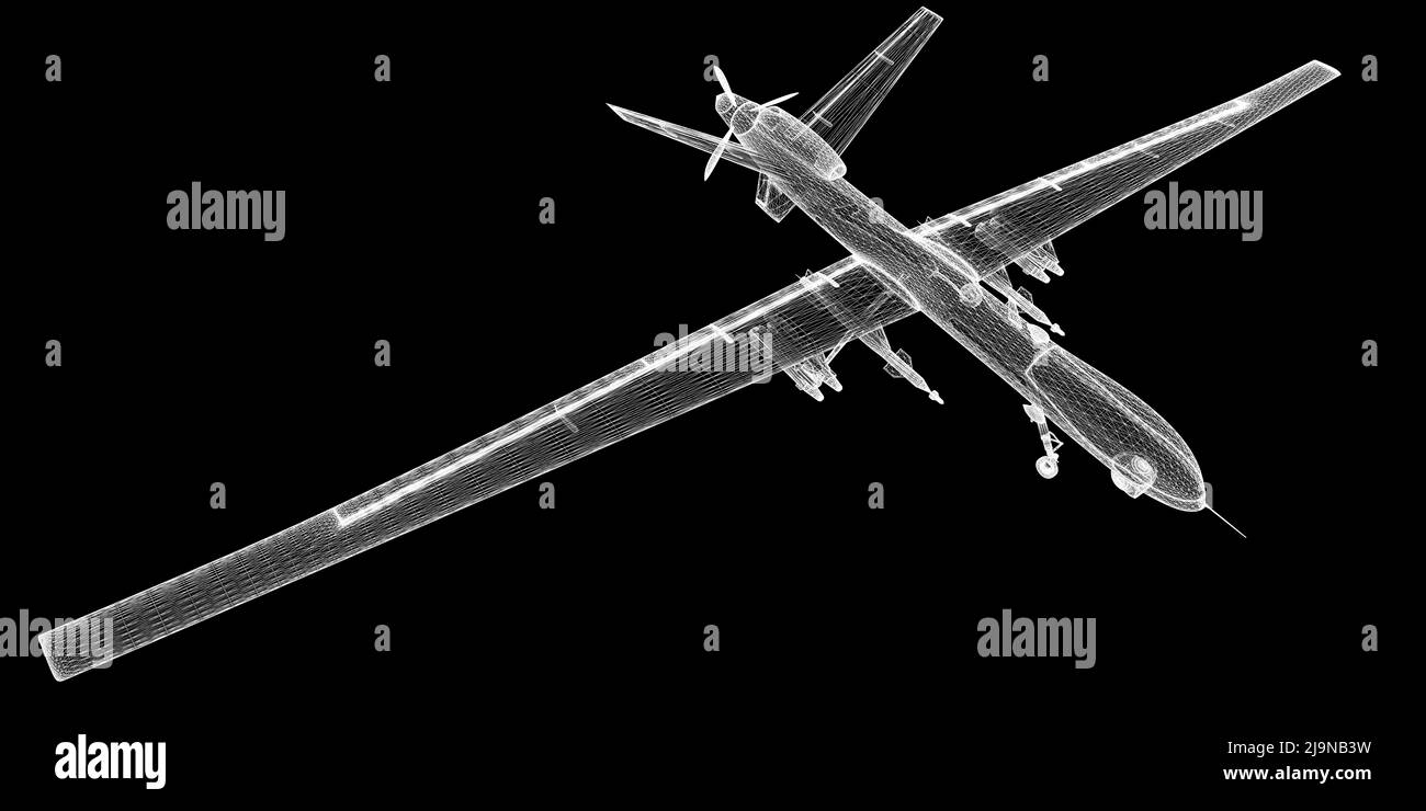 Unmanned Aerial Vehicle (UAV) , body structure, wire model Stock Photo ...