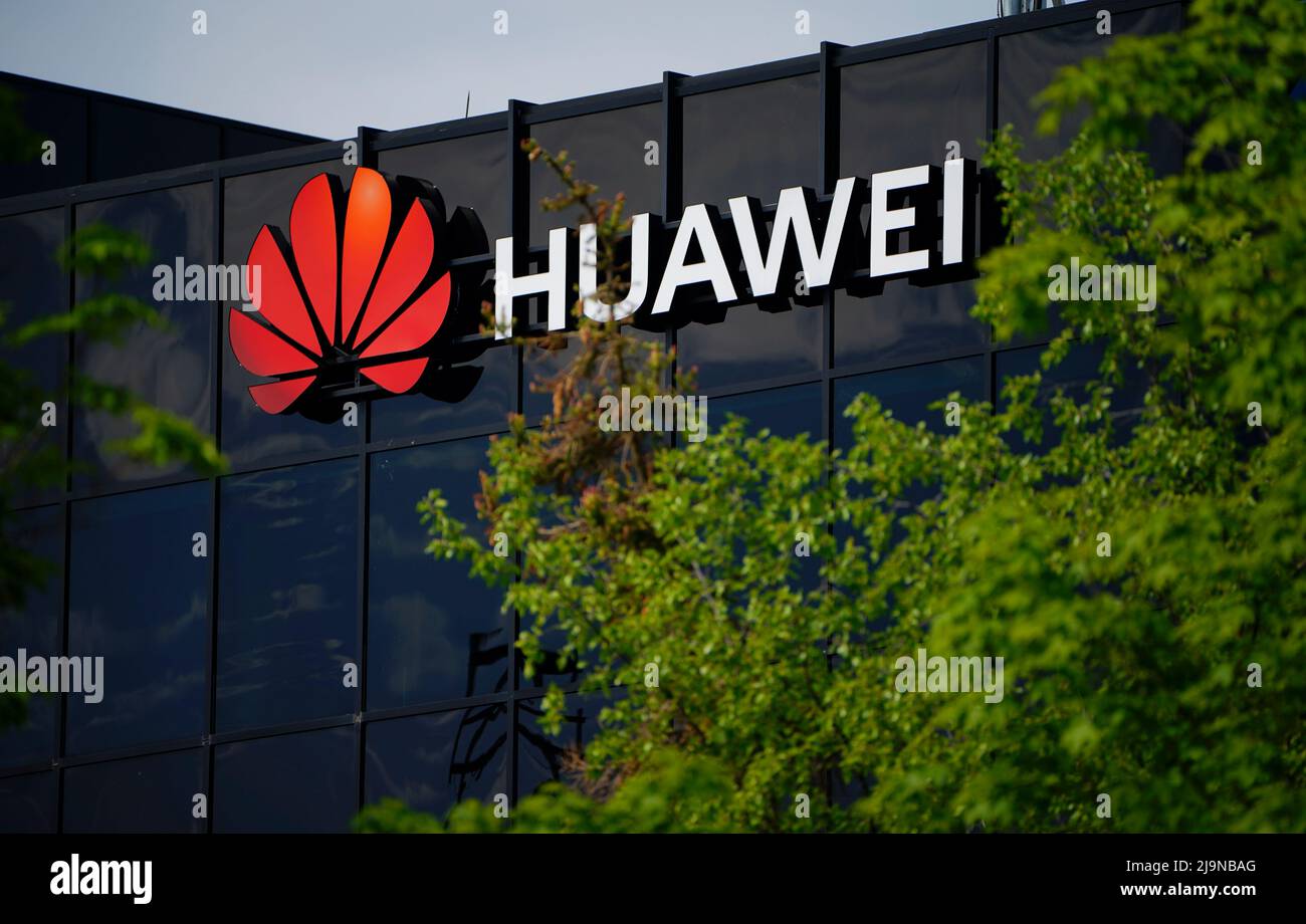 The signage of a Huawei office is pictured in Kanata, Ont. on Tuesday ...