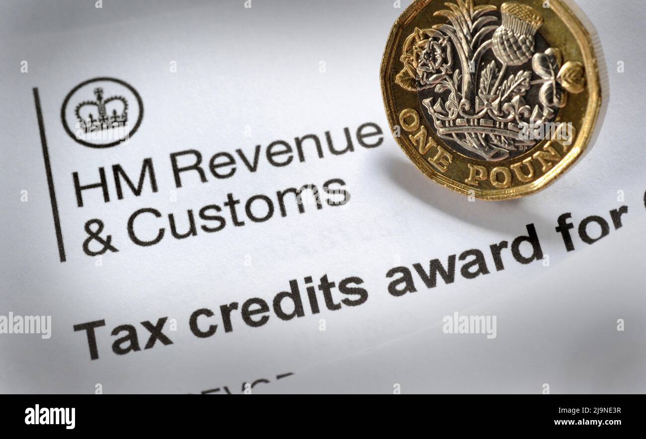 HMRC TAX CREDITS LETTER WITH ONE POUND COIN RE WORKING FAMILIES INCOMES ...