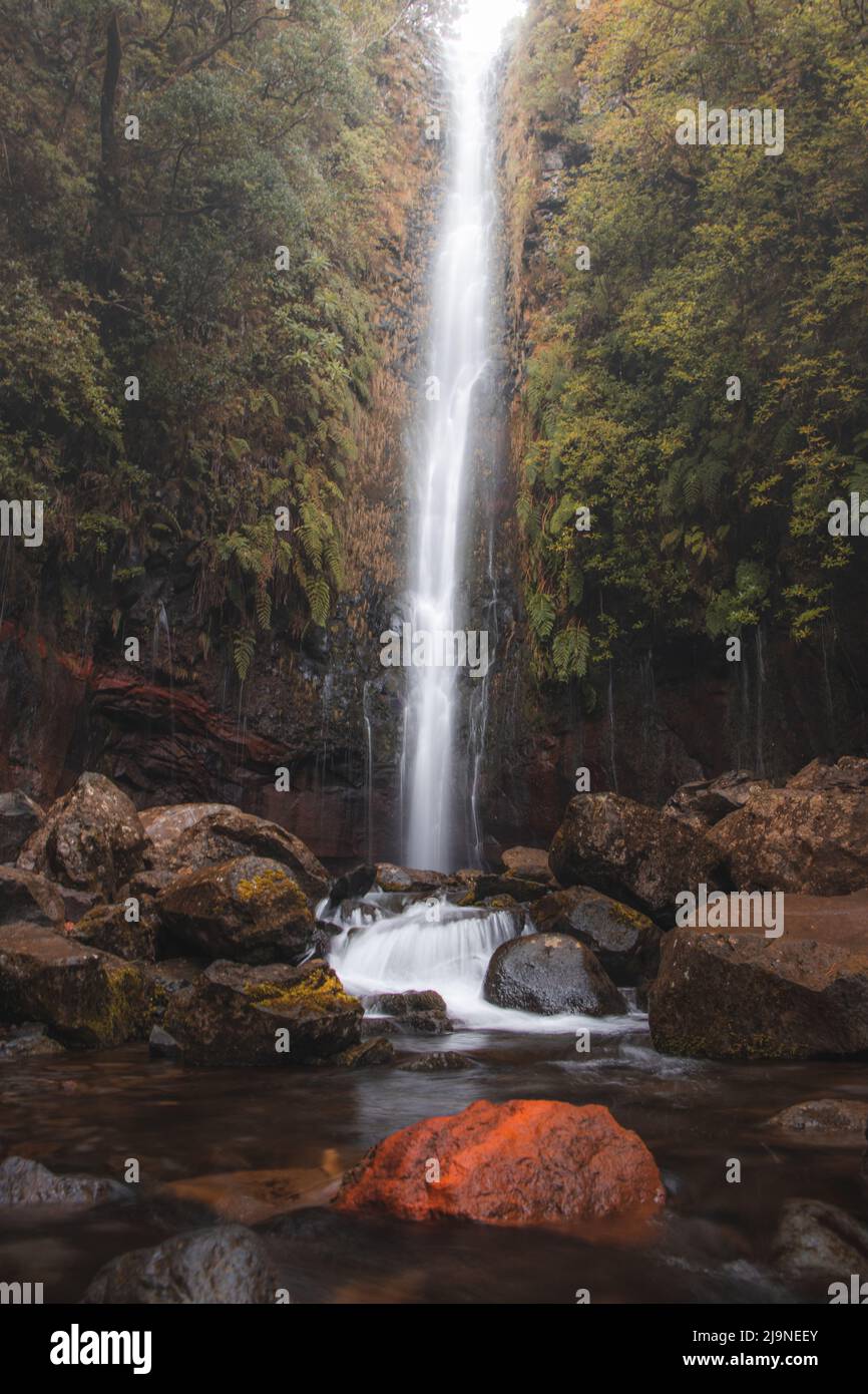 In rainy weather, the majestic and well-known 25fontes waterfall rises ...