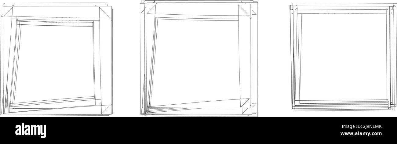 Random square contour frame, border element. Stock vector illustration ...