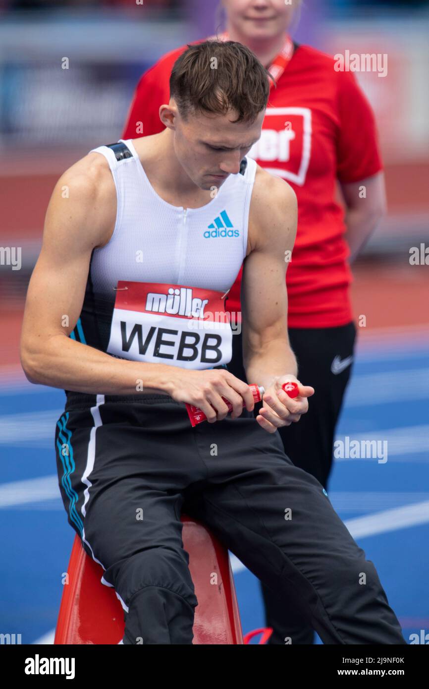 Jamie Webb competing in the men’s 800m B race at the Birmingham Diamond ...