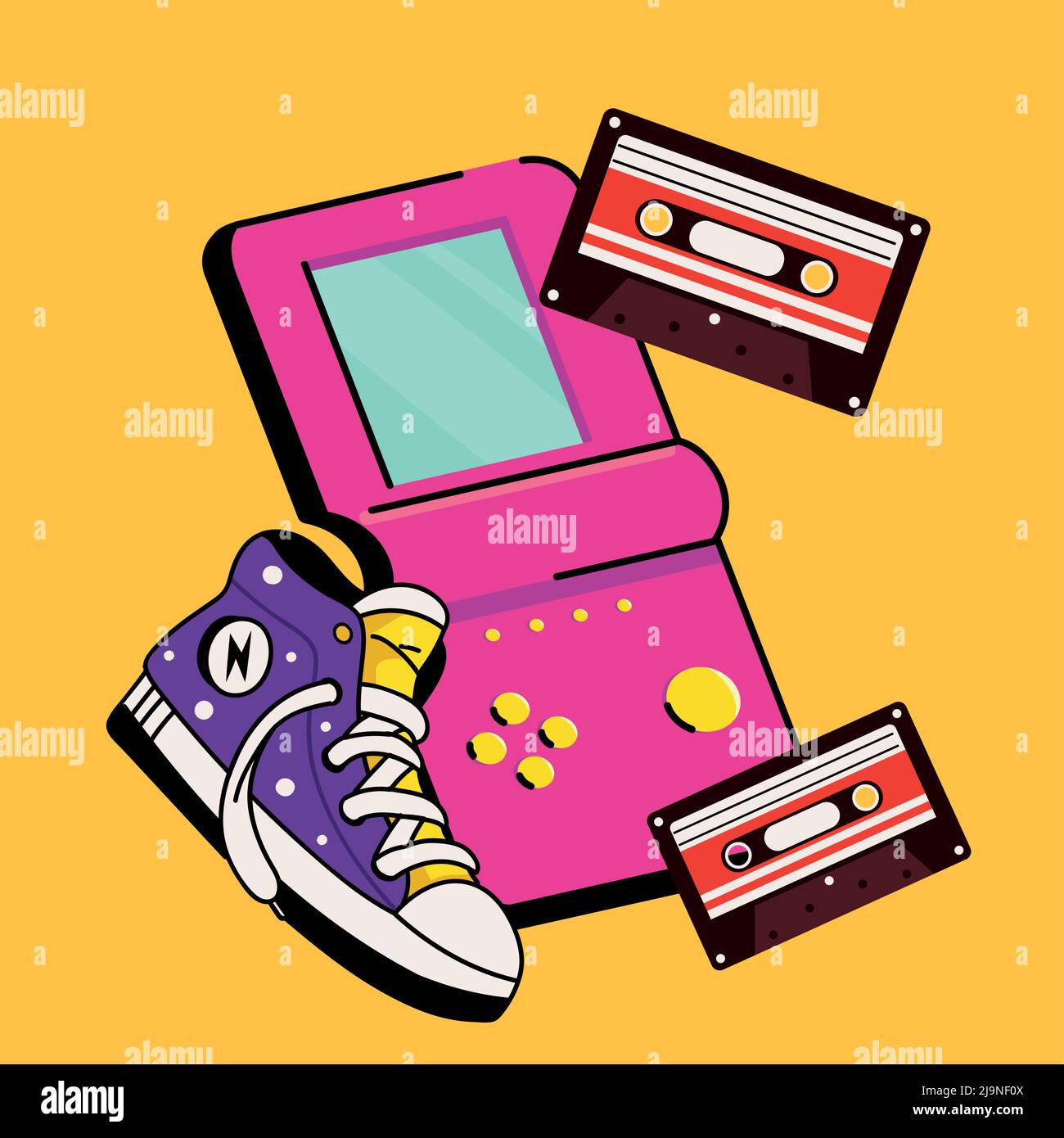 90s game console and cassette Stock Vector Image & Art - Alamy