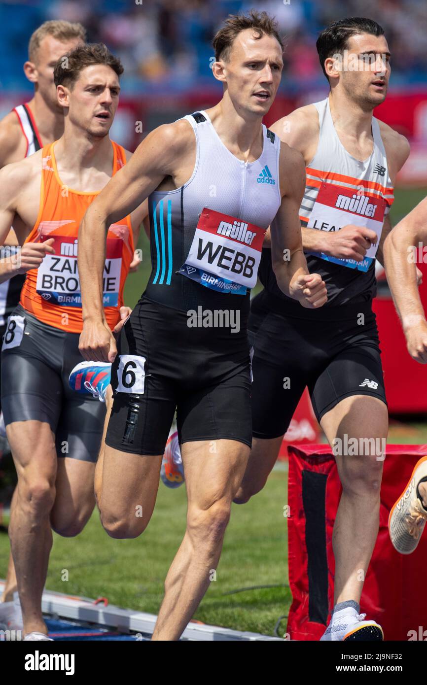 Jamie Webb competing in the men’s 800m B race at the Birmingham Diamond ...