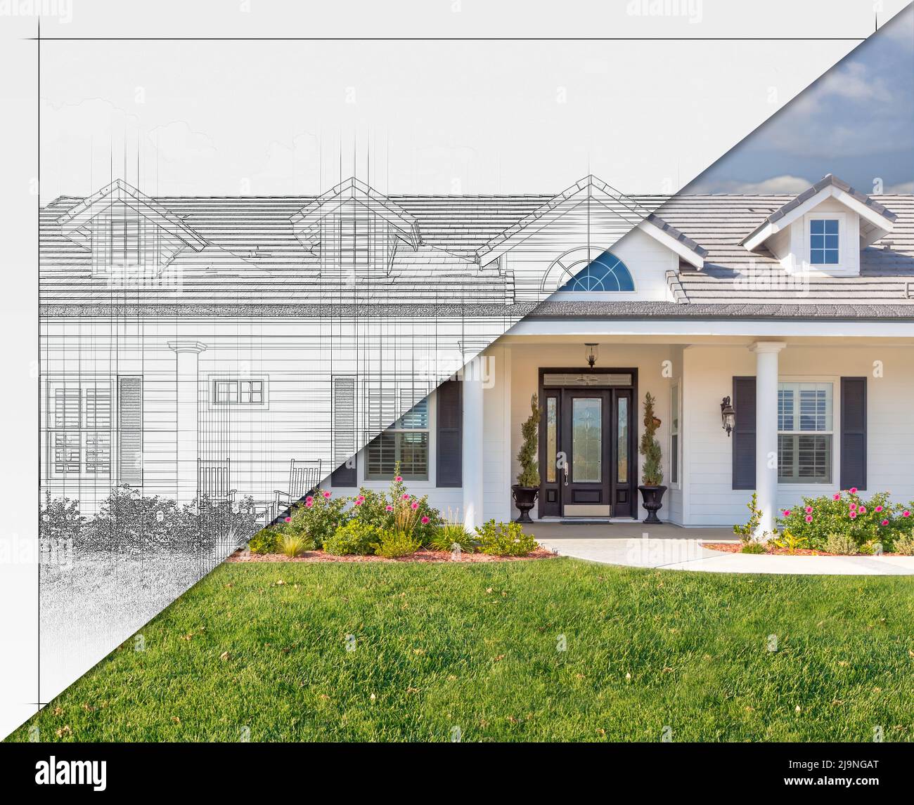 Before and After of Custom House Blueprint Drawing to Finished ...