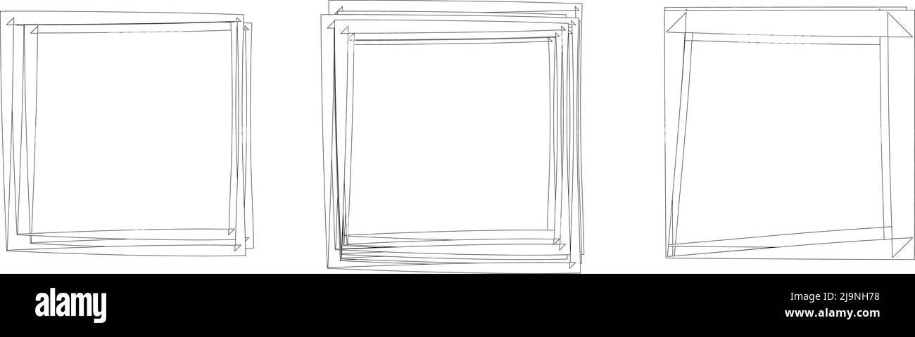 Random square contour frame, border element. Stock vector illustration ...