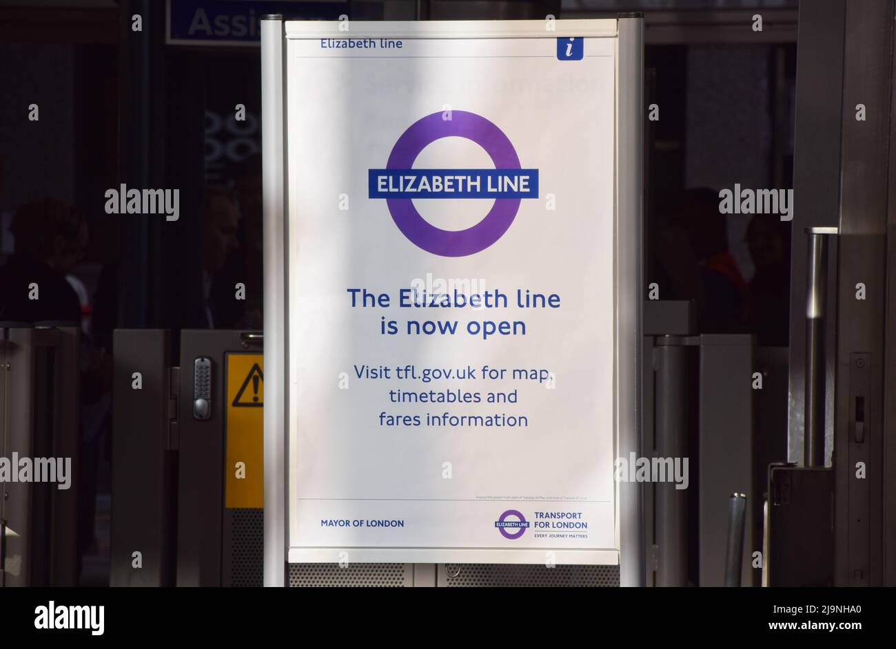 London, UK. 24th May 2022. 'Now open' sign at the newly built ...