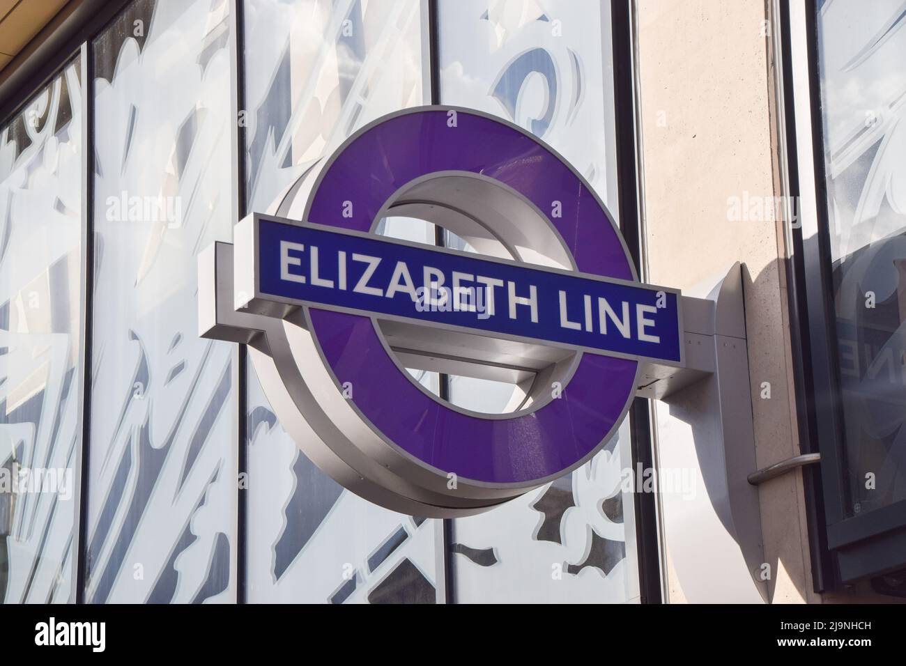 London, UK. 24th May 2022. Sign at the newly built Farringdon Elizabeth ...