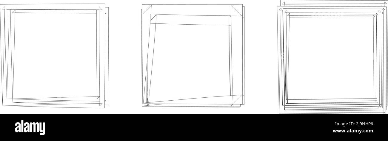 Random square contour frame, border element. Stock vector illustration ...