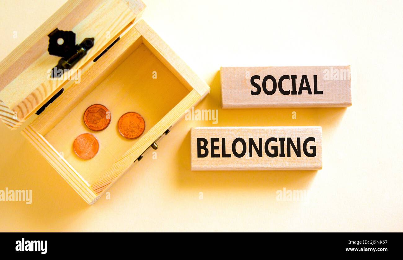 Social belonging symbol. Wooden blocks with concept words Social ...