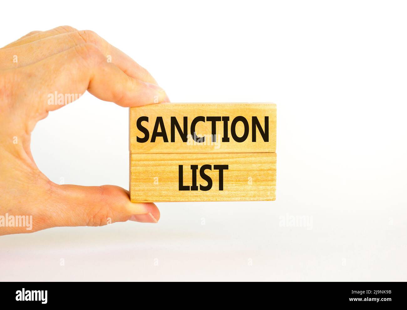Sanction list symbol. Wooden blocks with concept words Sanction list on ...