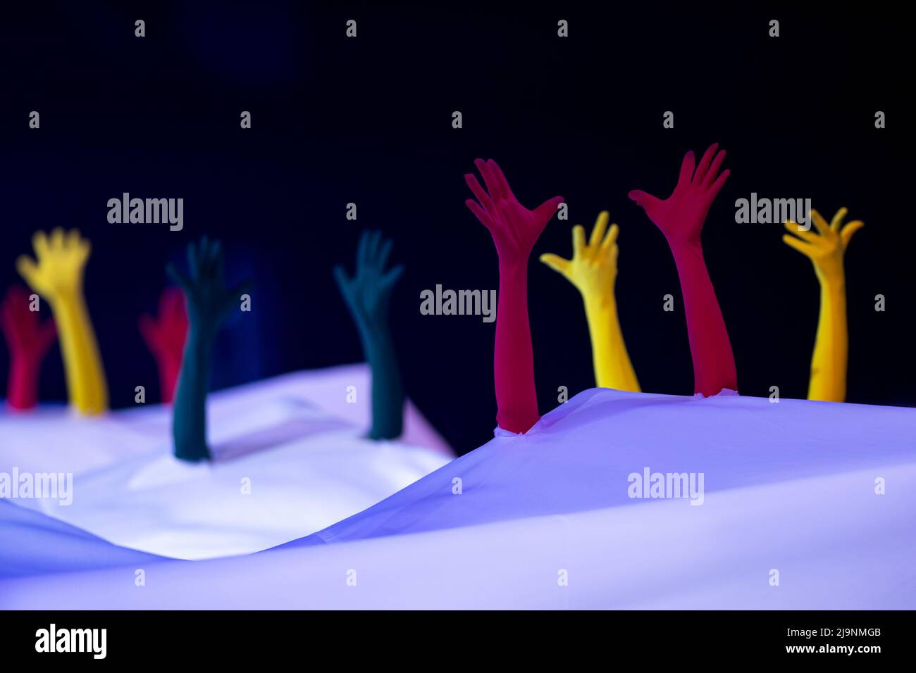 Autism awareness concept with hand. Horizontal autism theme poster ...