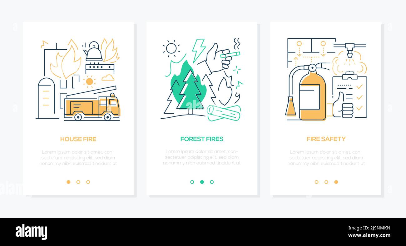 Fire and safety - line design style banners set Stock Vector Image ...