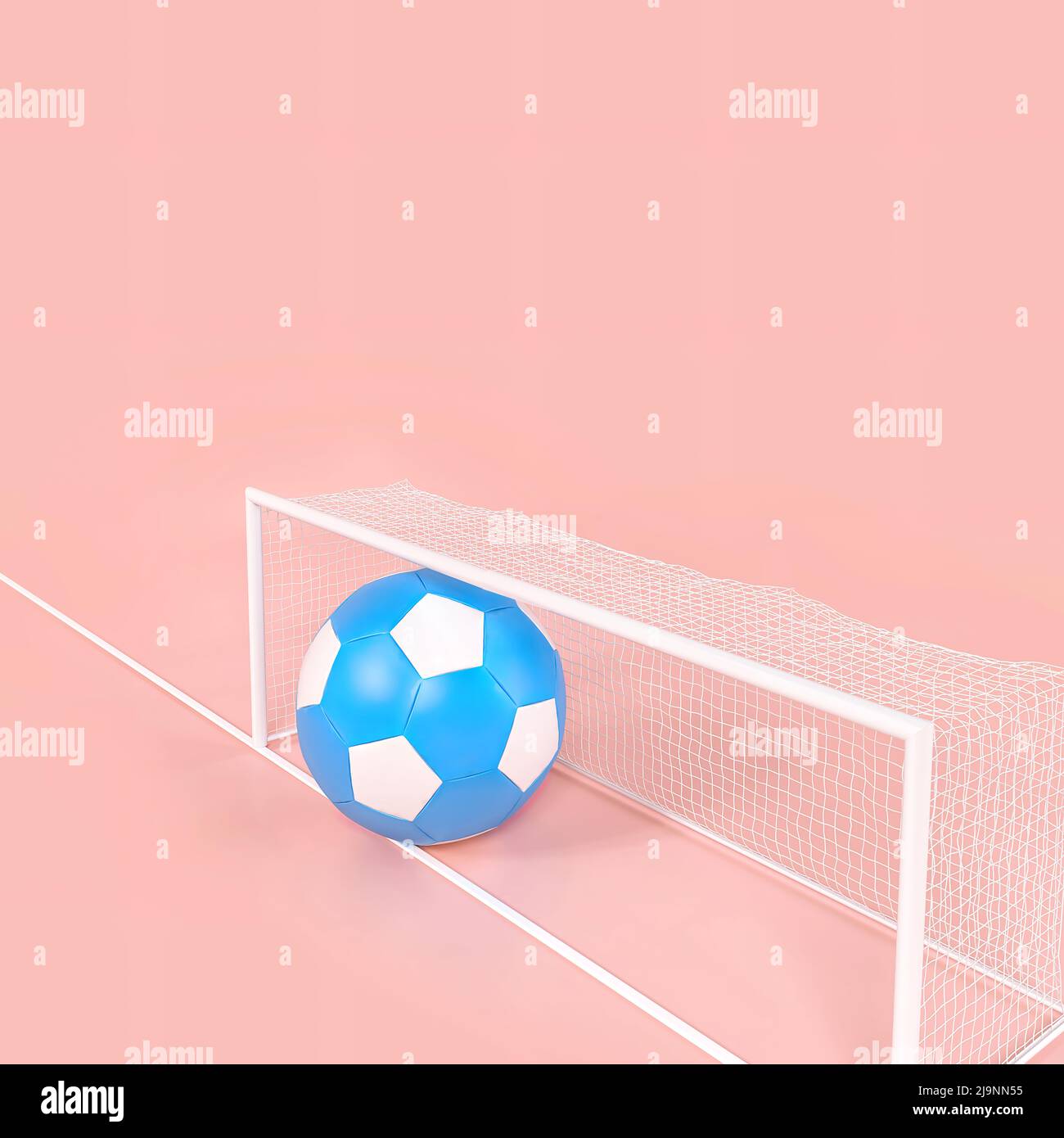 Minimal 3D Illustration concept of soccer field with the ball in the ...