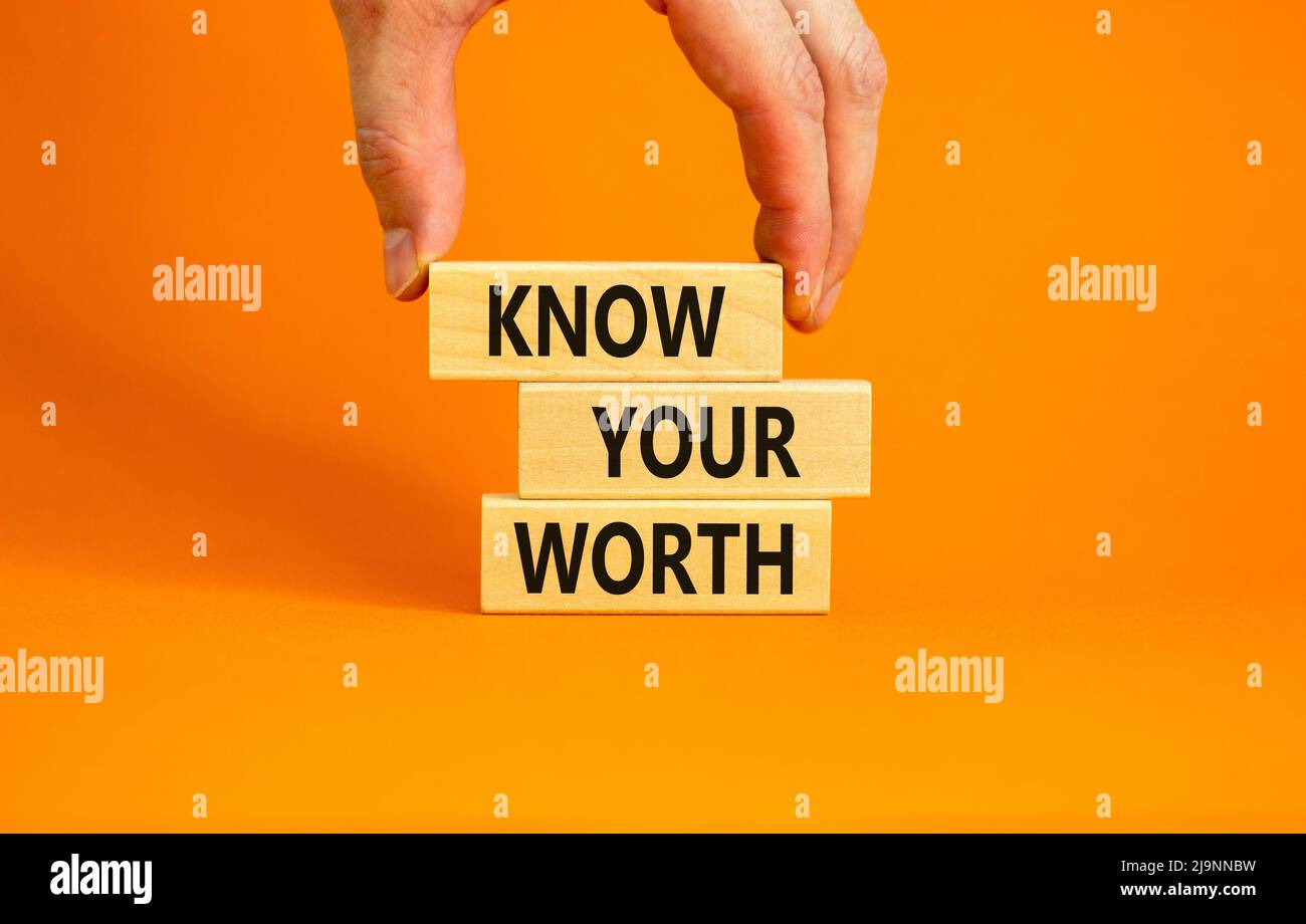 Know your worth symbol. Concept words Know your worth on wooden blocks ...