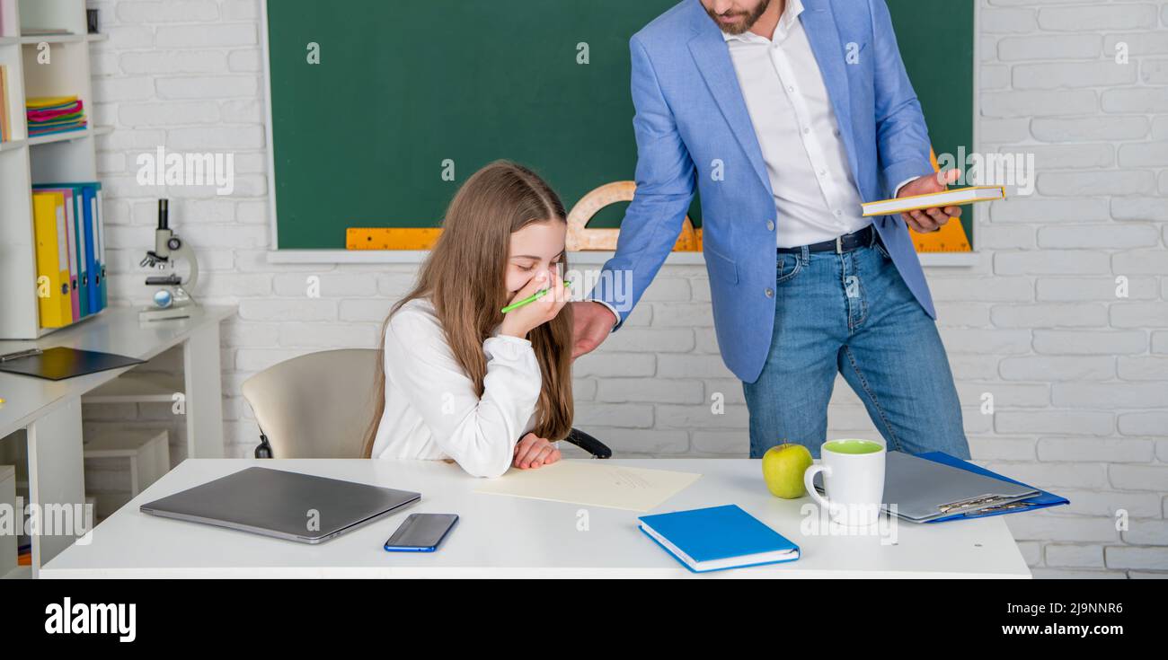 child study in classroom with confused teacher Stock Photo - Alamy