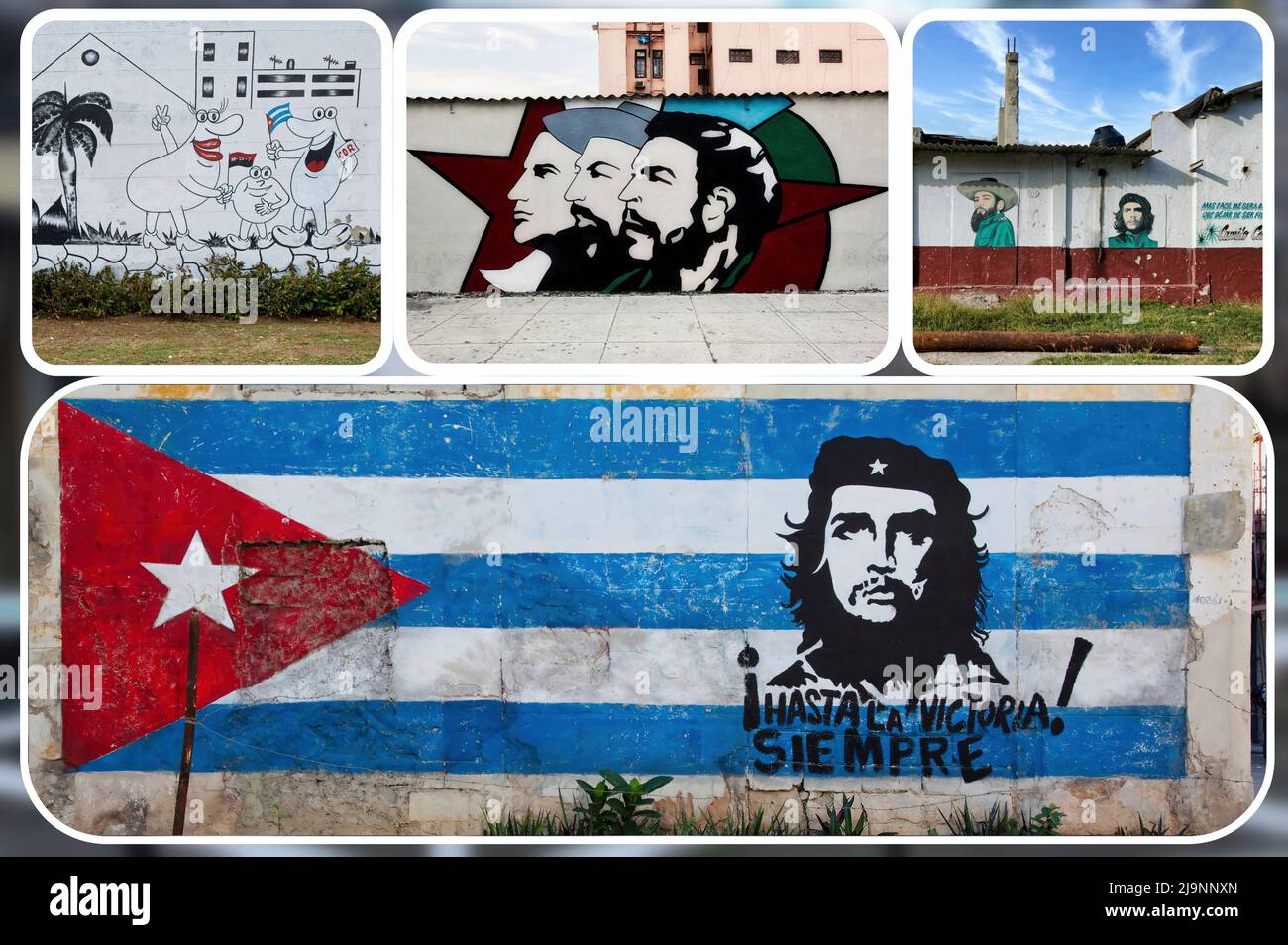 Some Murals in the city of Havana capital of Cuba, which celebrate the ...