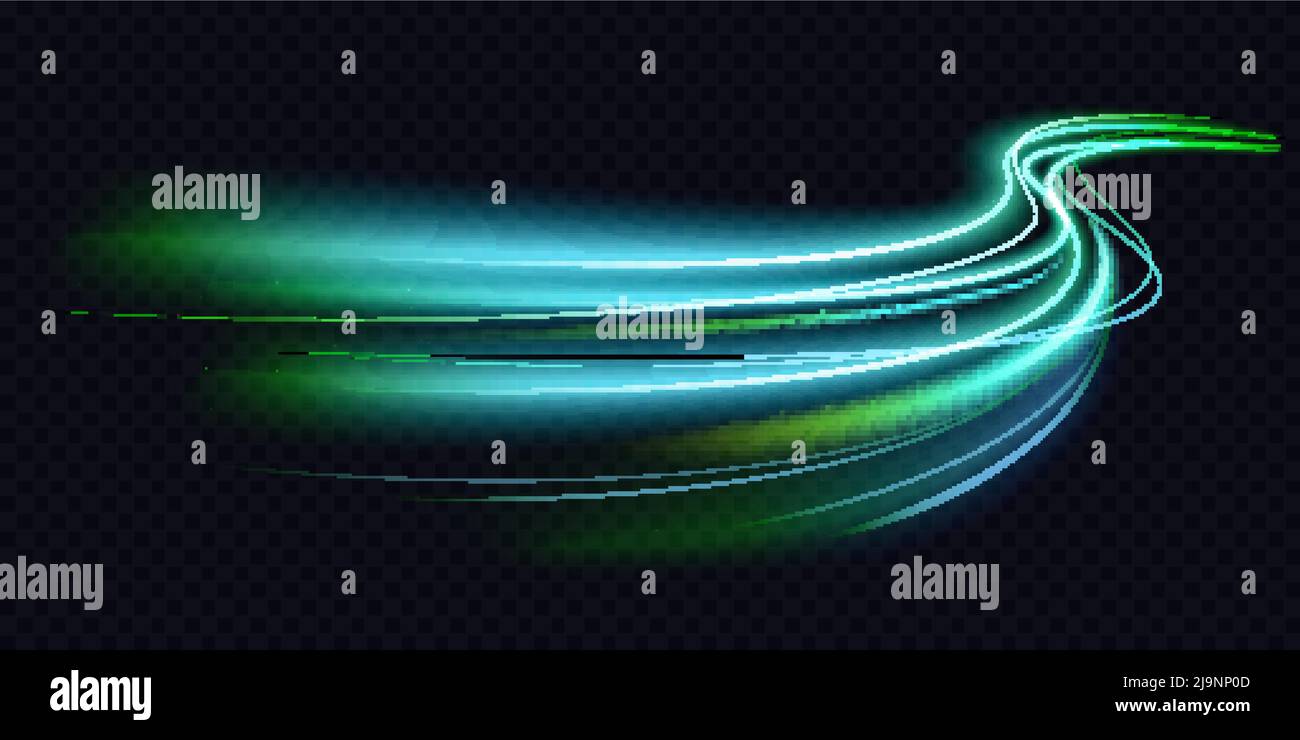 Abstract green blue wave light effect in perspective vector ...
