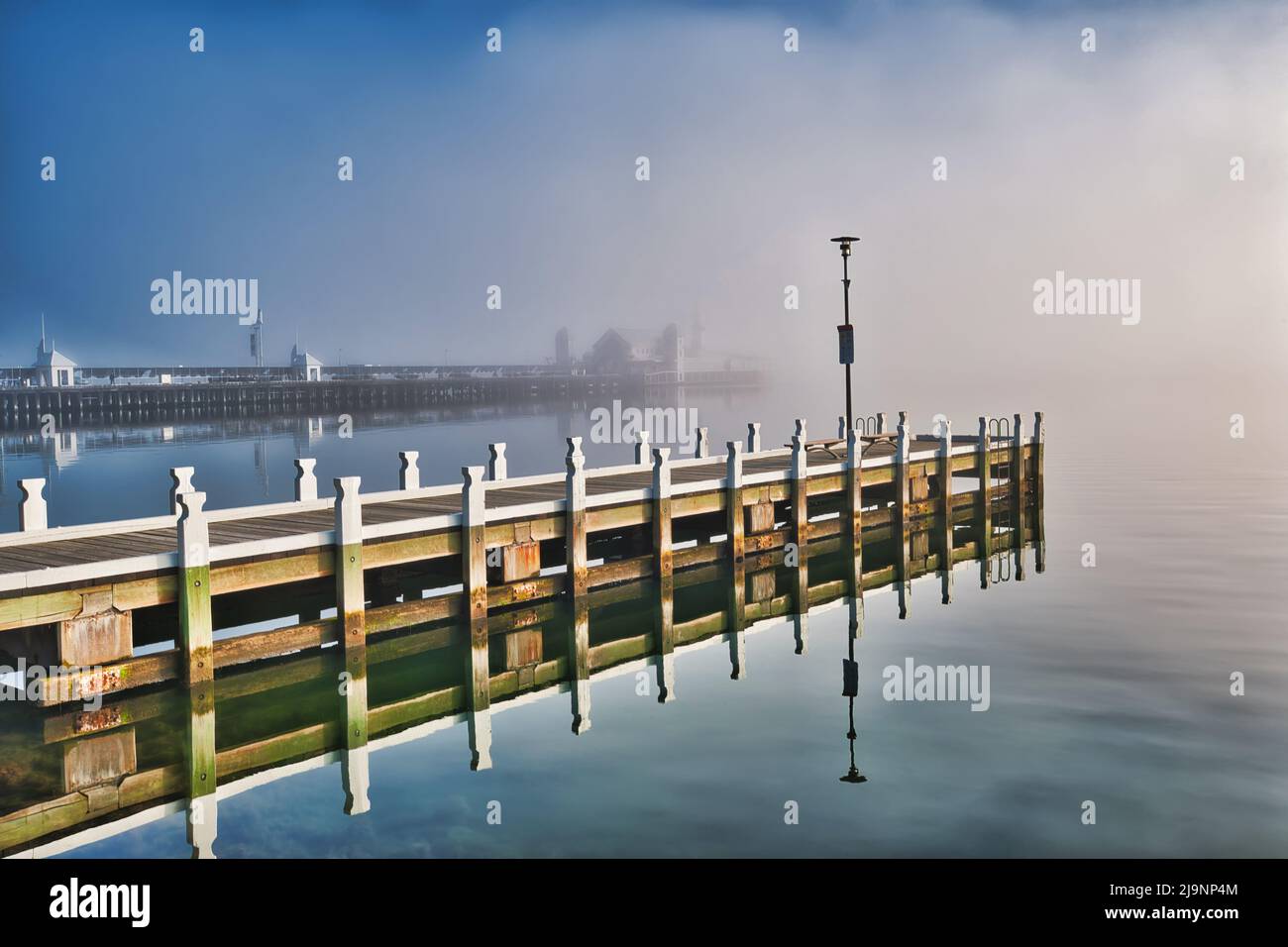 Fog at Cunningham Pier, Geelong, Corio Bay, Victoria, Australia Stock ...