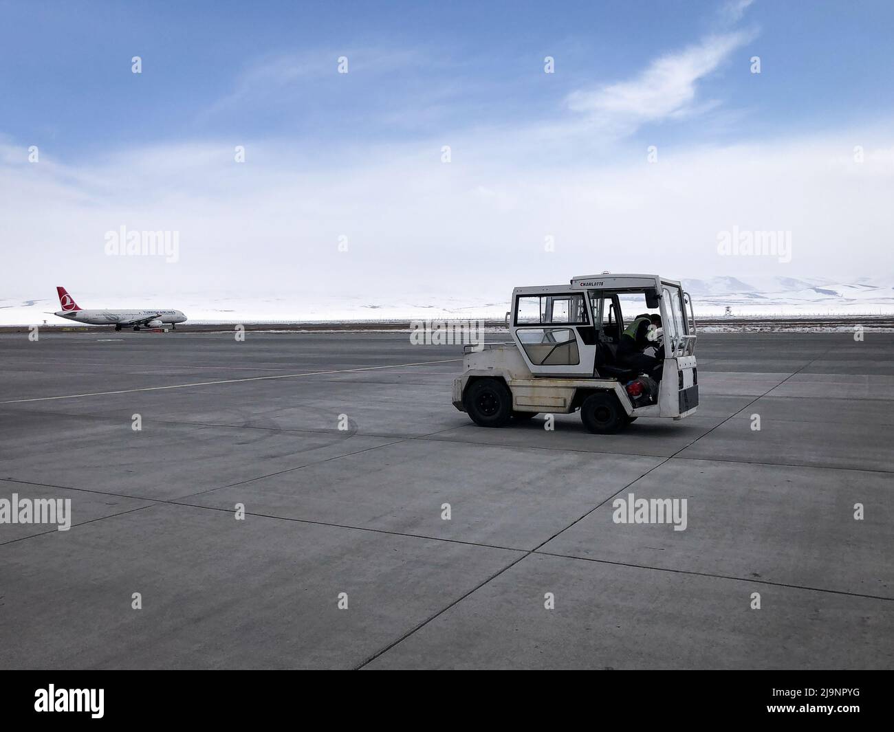Kars, Turkey - February 25, 2022: Kars airport view with snowy ...