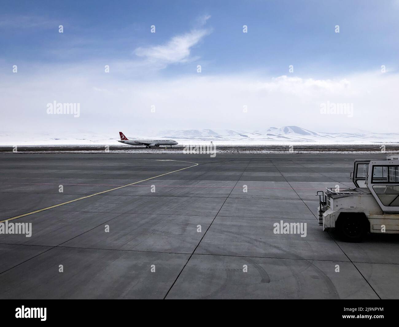 Kars, Turkey - February 25, 2022: Kars airport view with snowy ...