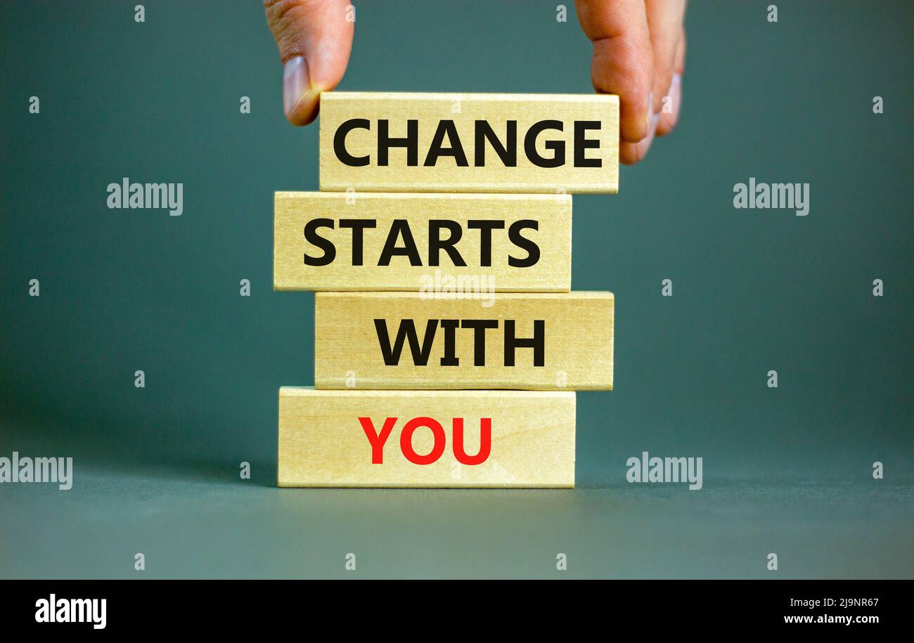 Change starts with you symbol. Concept words Change starts with you on ...