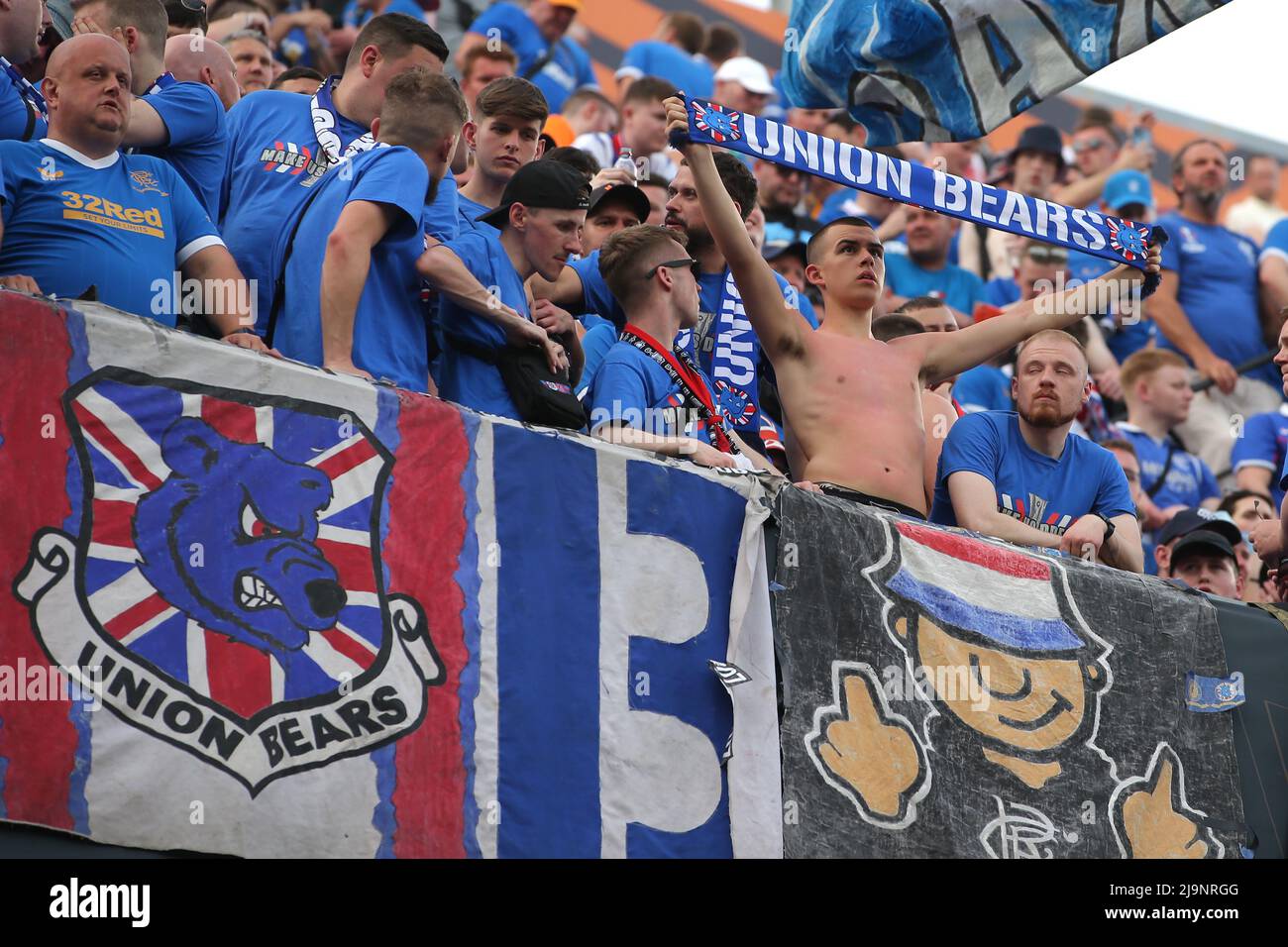 Sevilla, Spain, 18th May 2022. Rangers fans get behind their team ...
