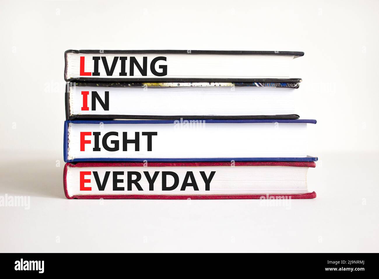 LIFE living in fight everyday symbol. Concept words LIFE living in ...